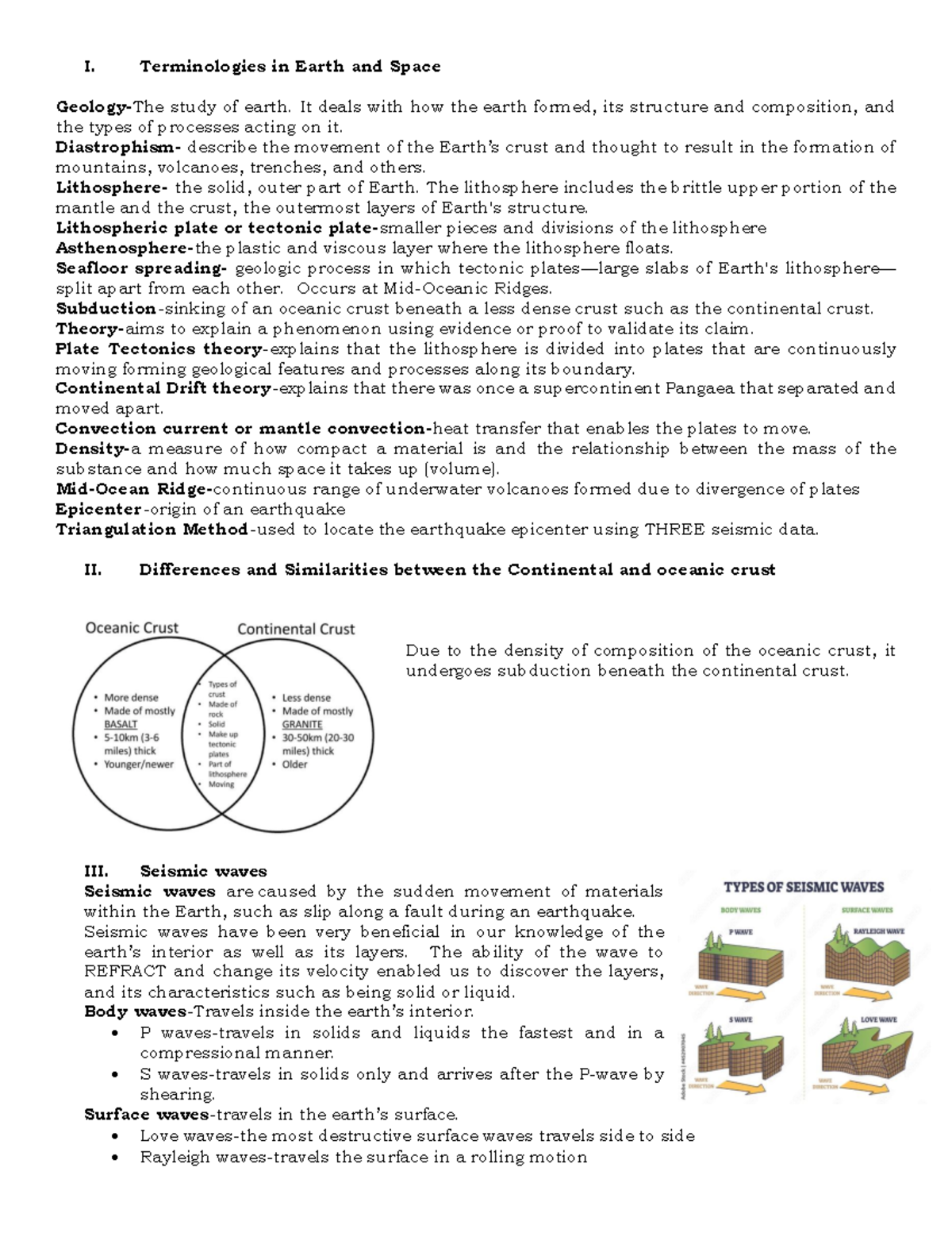Science Concepts Quarter 1 - I. Terminologies in Earth and Space ...