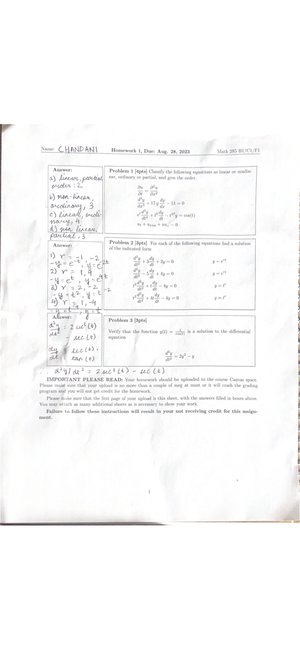 MATH 285 Test - HW description on how to do the problem - MATH 285 - 2 ...