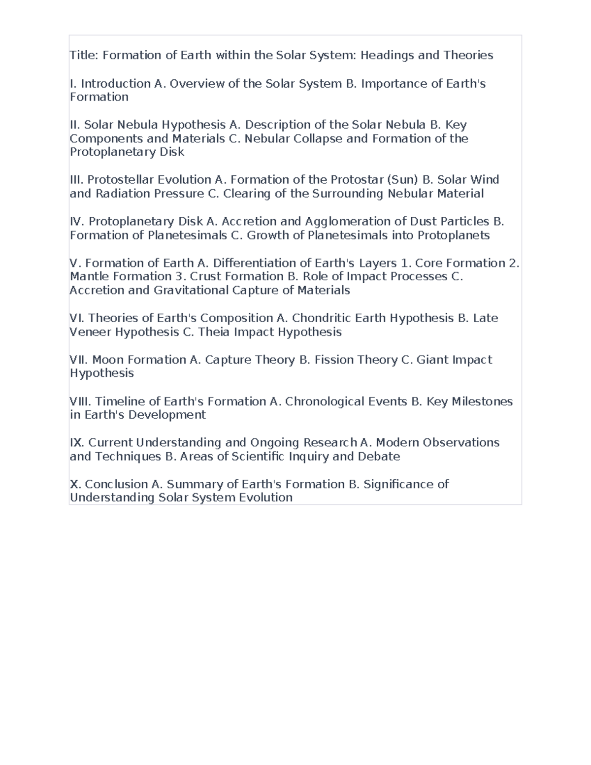 Formation of eatrh from solar system - Title: Formation of Earth within ...