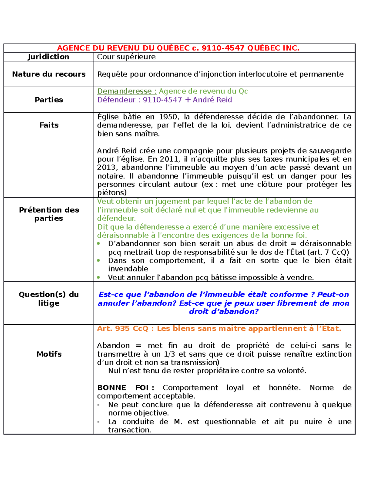 Agence du Revenu du Québec c. 9110-4547 Québec - AGENCE DU REVENU DU ...