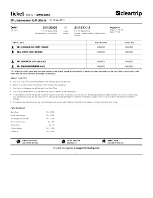 Cleartrip Flight E-Ticket - Trip ID : 15093033040 Rs. 4, Rs. 708 Rs ...