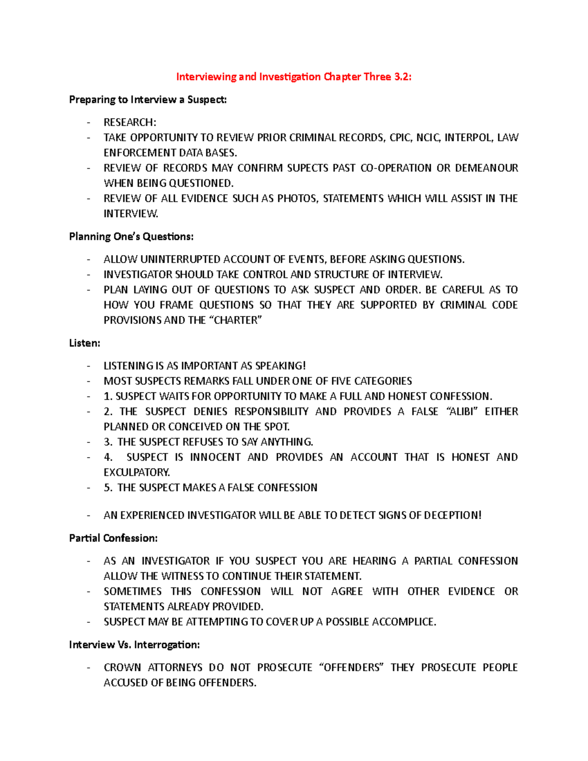 Interviewing and Investigation Chapter Three 3 - REVIEW OF RECORDS MAY CONFIRM SUPECTS PAST ...