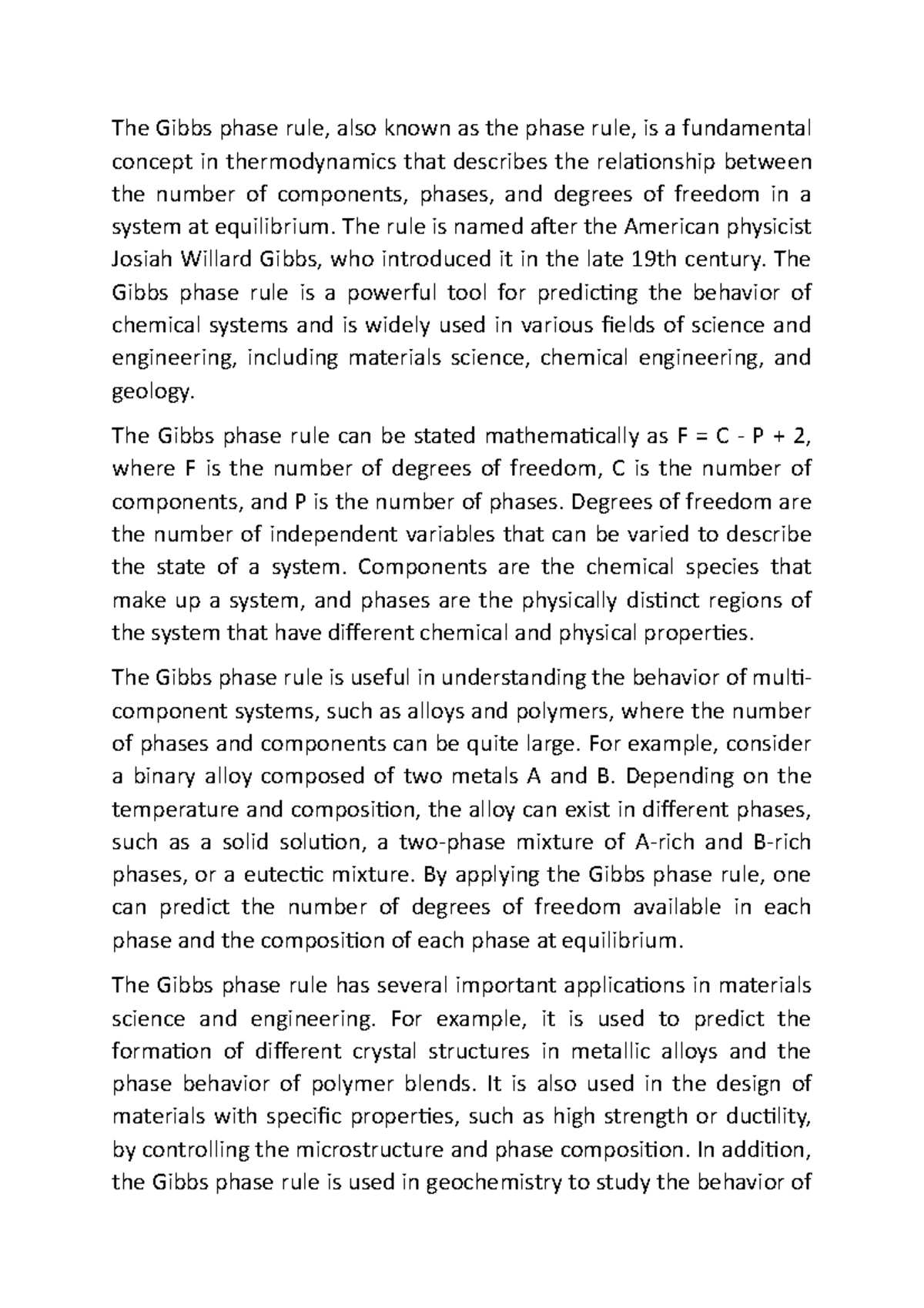 Gibbs phase rule - The rule is named after the American physicist ...