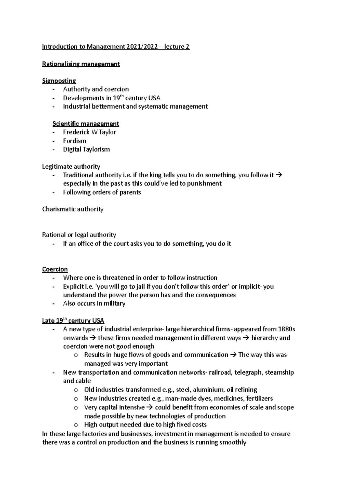 Lecture 2 into to manegement - Introduction to Management 2021/2022 ...