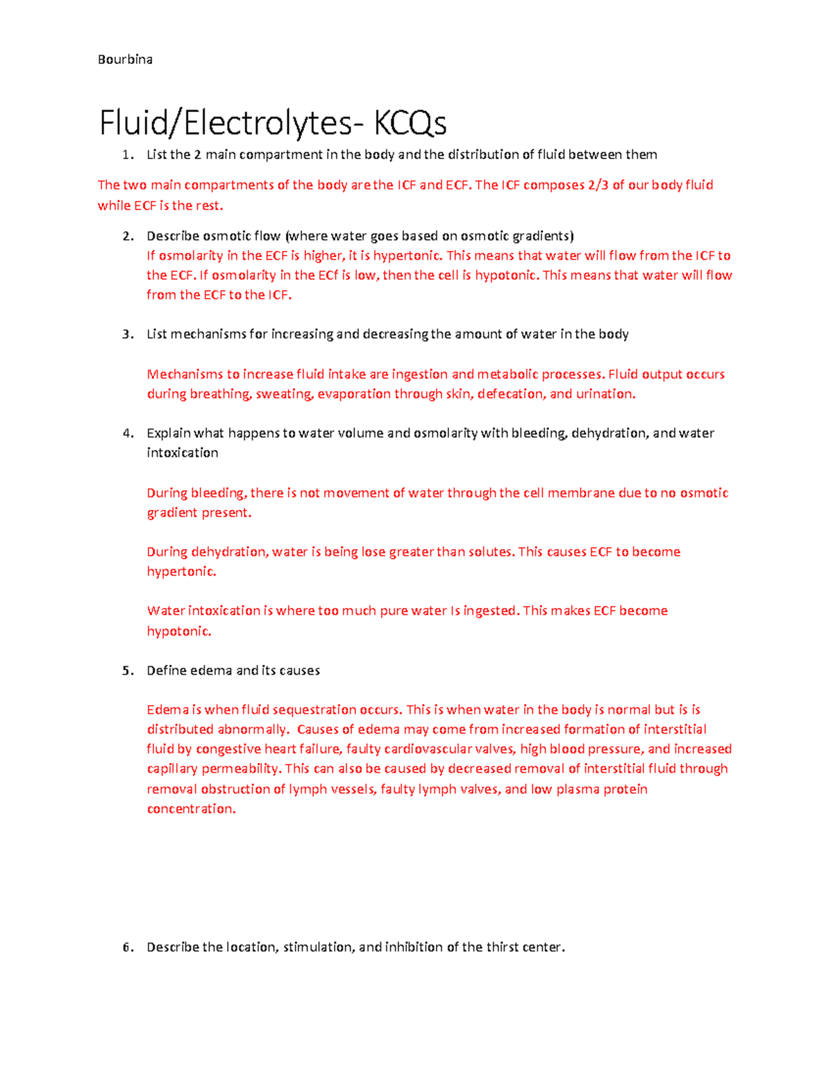Fluid and Electrolyte Study Guide - Bourbina Fluid/Electrolytes- KCQs ...