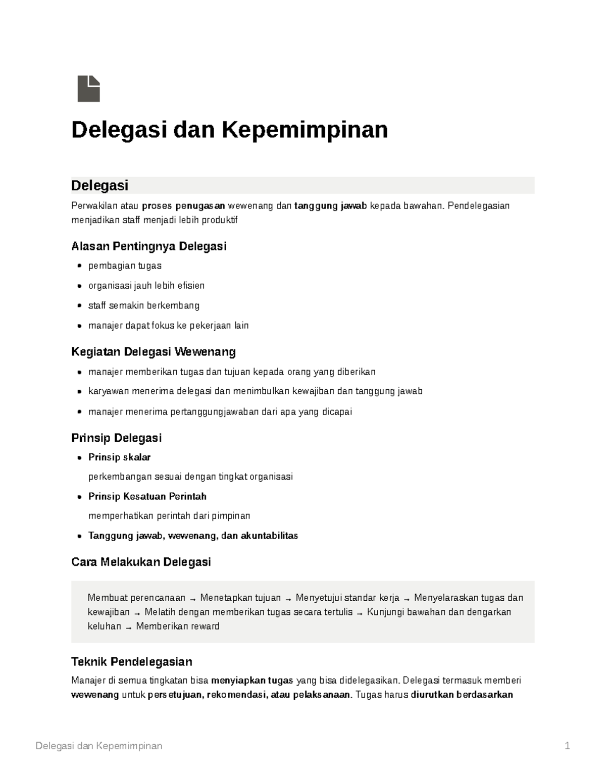 Delegasi dan Kepemimpinan - Pendelegasian menjadikan staff menjadi ...