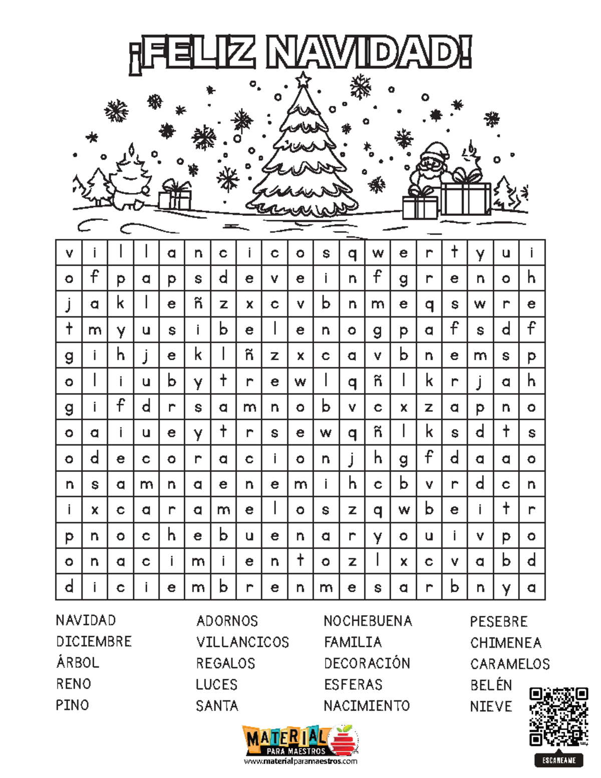 Sopa de letras de navidad - d i c i e m b r e n m e s a r b n y a o n a ...