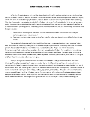 Lab Safety - gterbdf - Safety Procedures and Precautions Safety is an ...