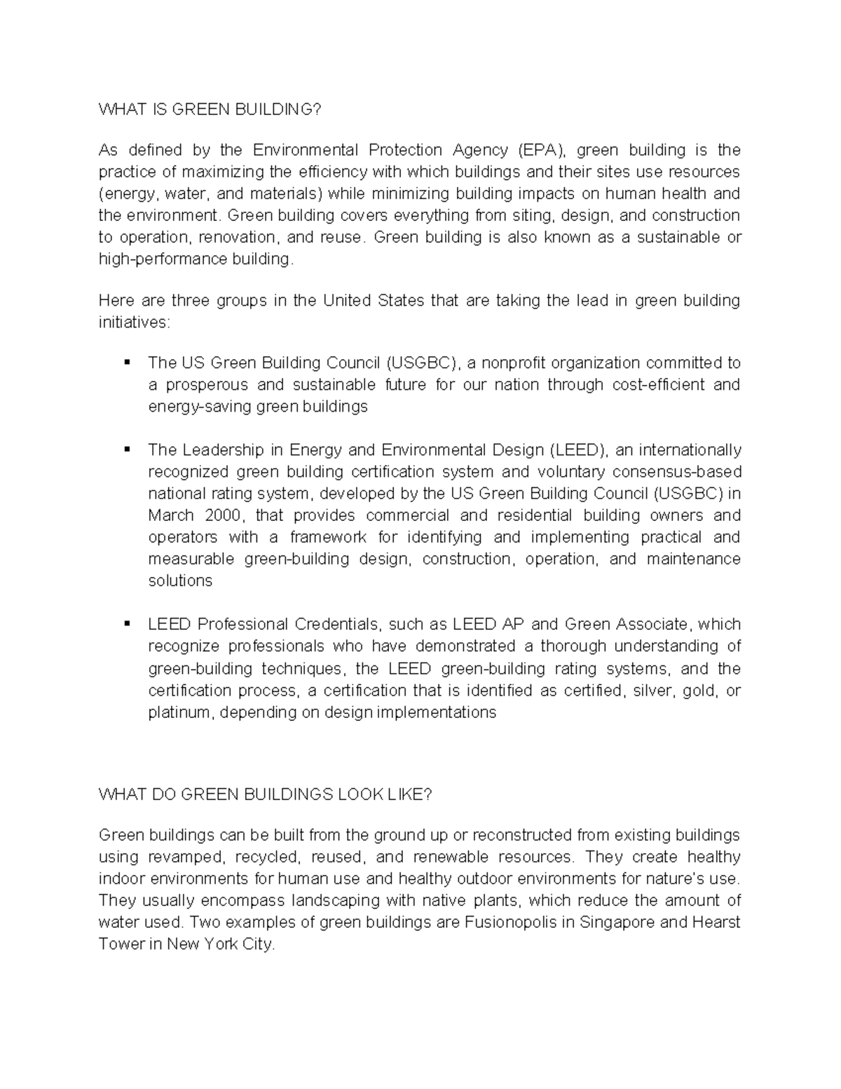 Hands-on Assignment-Green Building Word Document-Student - WHAT IS ...