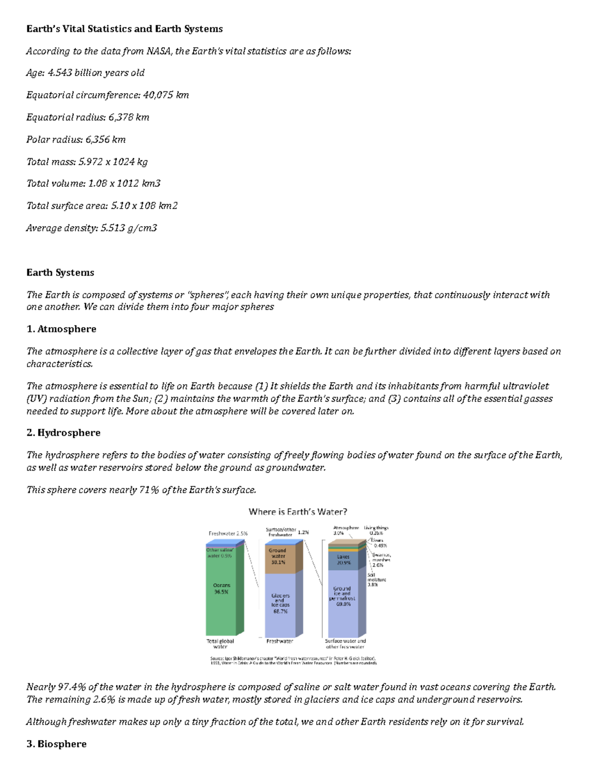 Earth Science Test Preparation for UPCAT - Earth’s Vital Statistics and ...