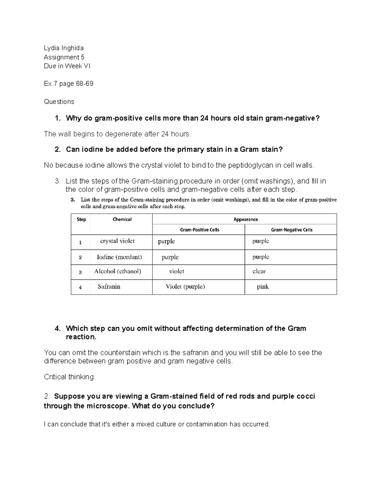 Microbiology Homework 5 - Lydia Inghida Assignment 5 Due in Week VI Ex ...