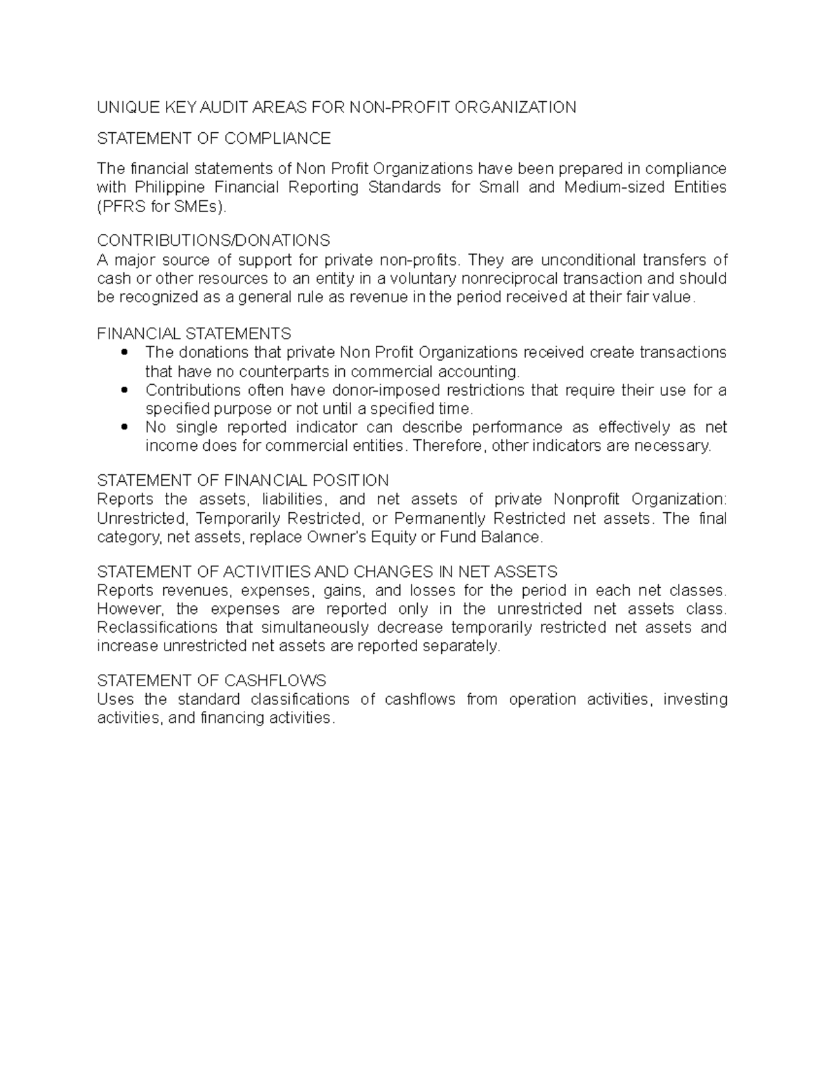Unique-key-Audit-Areas - UNIQUE KEY AUDIT AREAS FOR NON-PROFIT ...