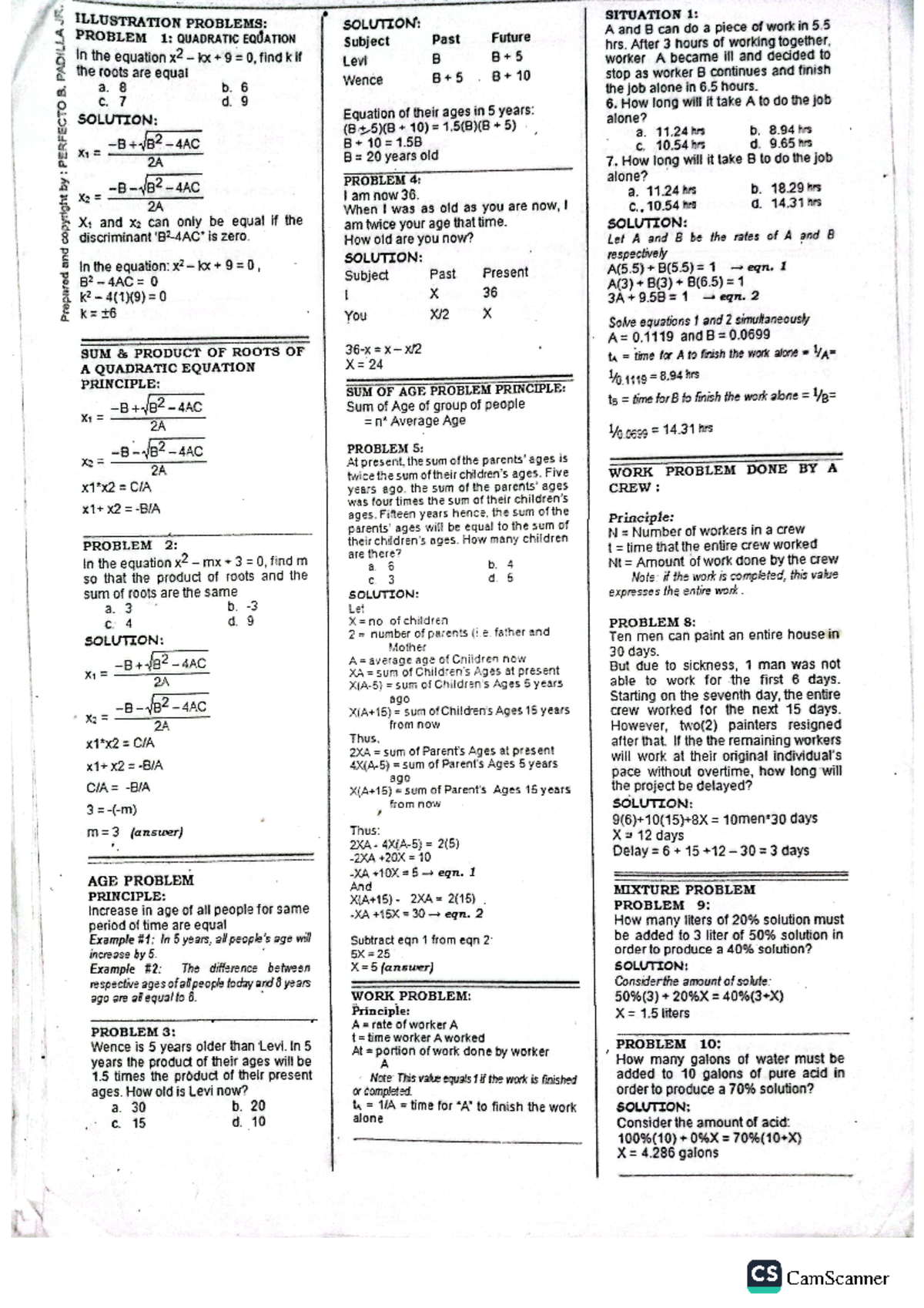 ALL Algebra Coverage - Copy - BS-Mathematics - Studocu