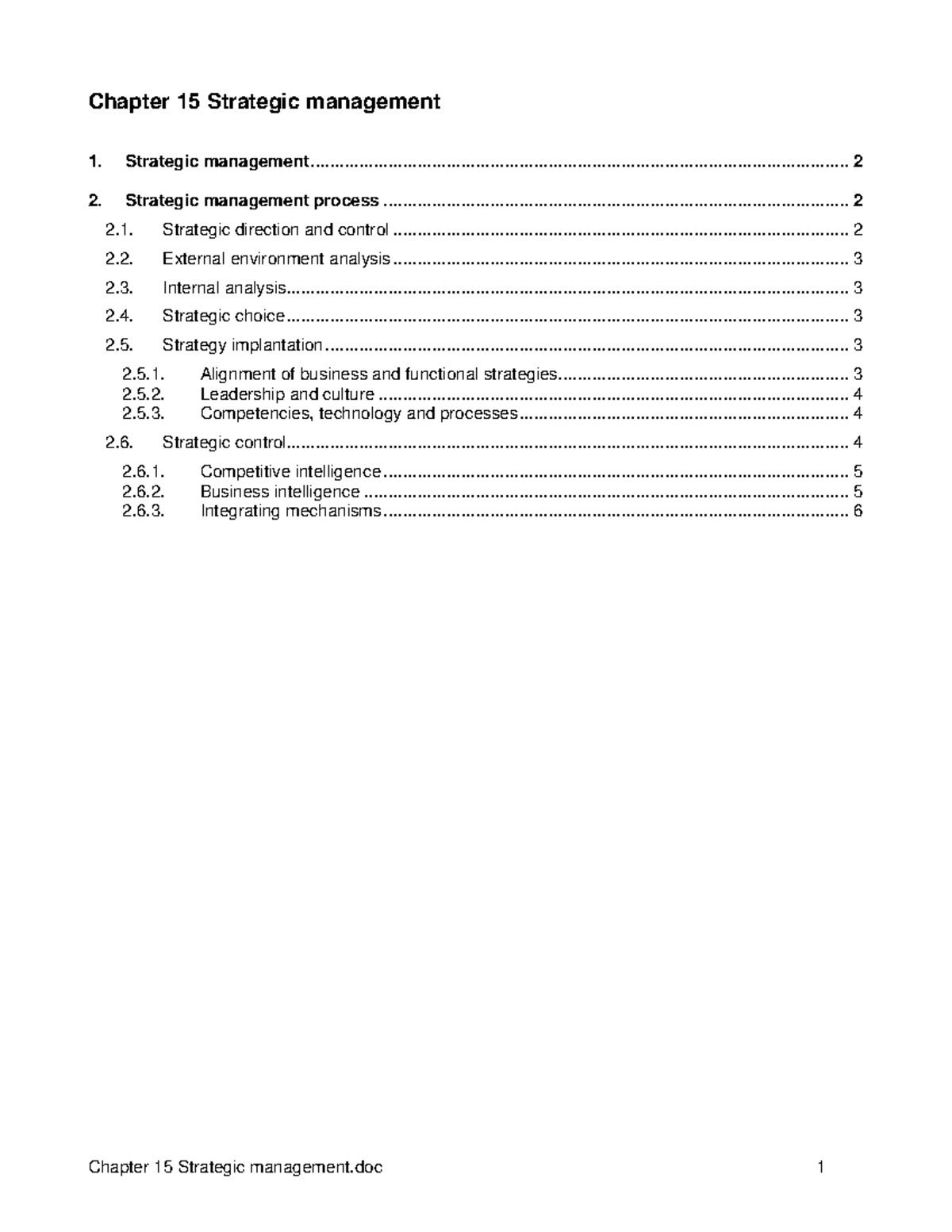 MNB1601-chapter 15 strategic management - Chapter 15 Strategic ...