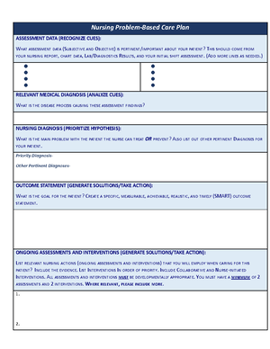 MCN355 Careplan Practice - RECOGNIZE CUES (ASSESSEMENT) These findings ...