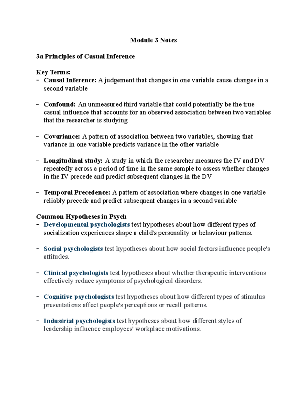 Module 3 Notes - Module 3 Notes 3a Principles of Casual Inference Key ...
