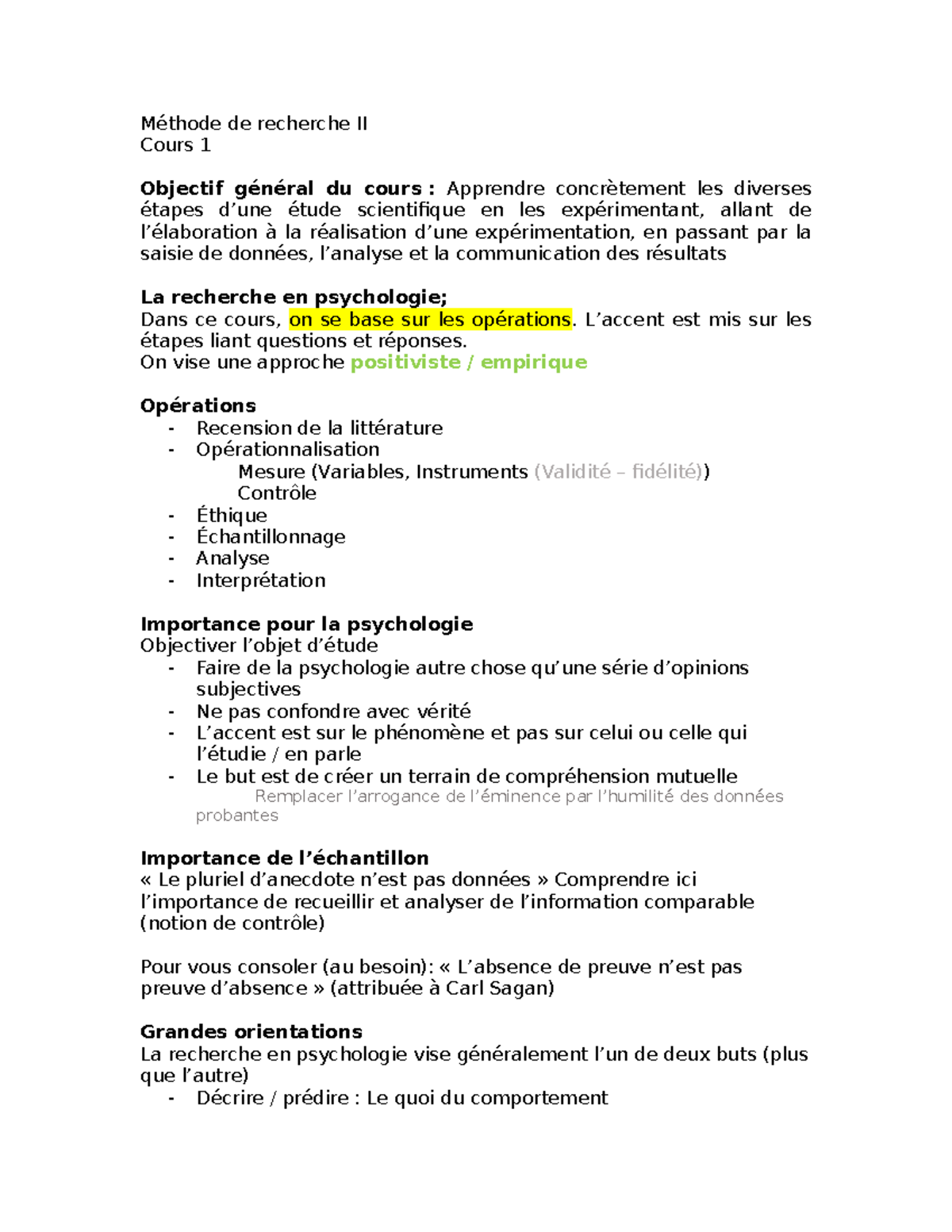 Méthode de recherche II - Méthode de recherche II Cours 1 Objectif ...