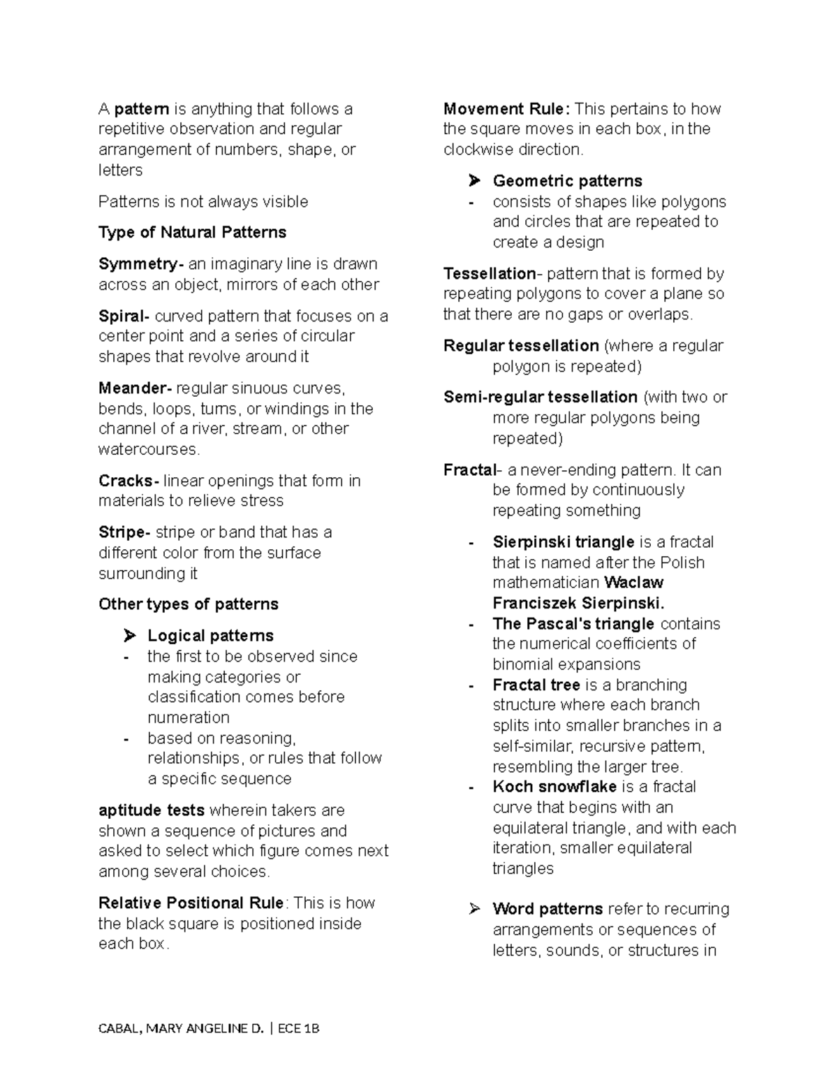 Mmw - lectures - A pattern is anything that follows a repetitive ...