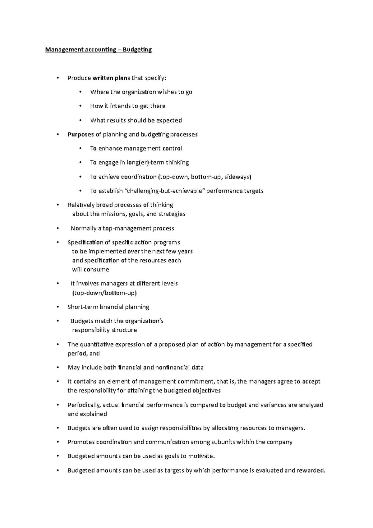 Management accounting - Budgeting - Management accounting written plans ...