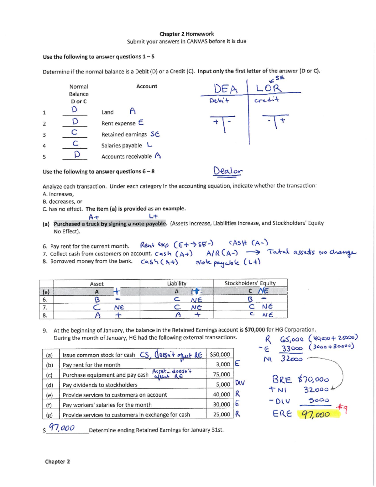 Chapter 2 HW Answers - Chapter 2 Homework Submit your answers in CANVAS ...