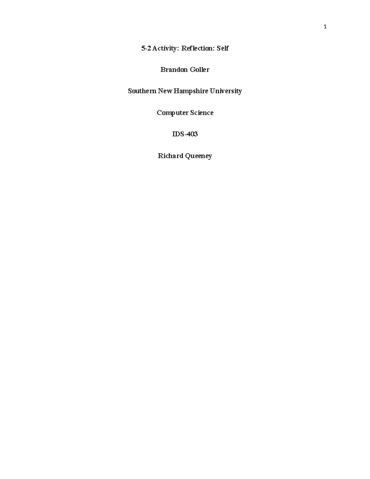 5-2Activity(BG) - Module 5 Activity - 1 5-2 Activity: Reflection: Self ...
