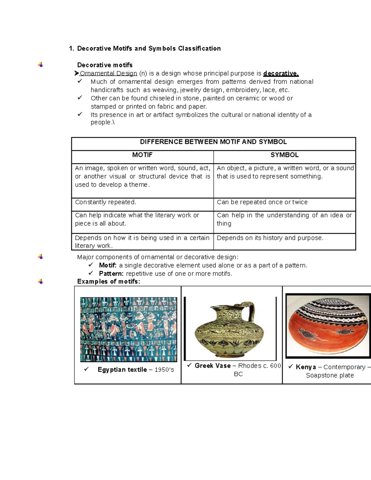 Decorative Motifs and Symbols Classification - Decorative Motifs and ...