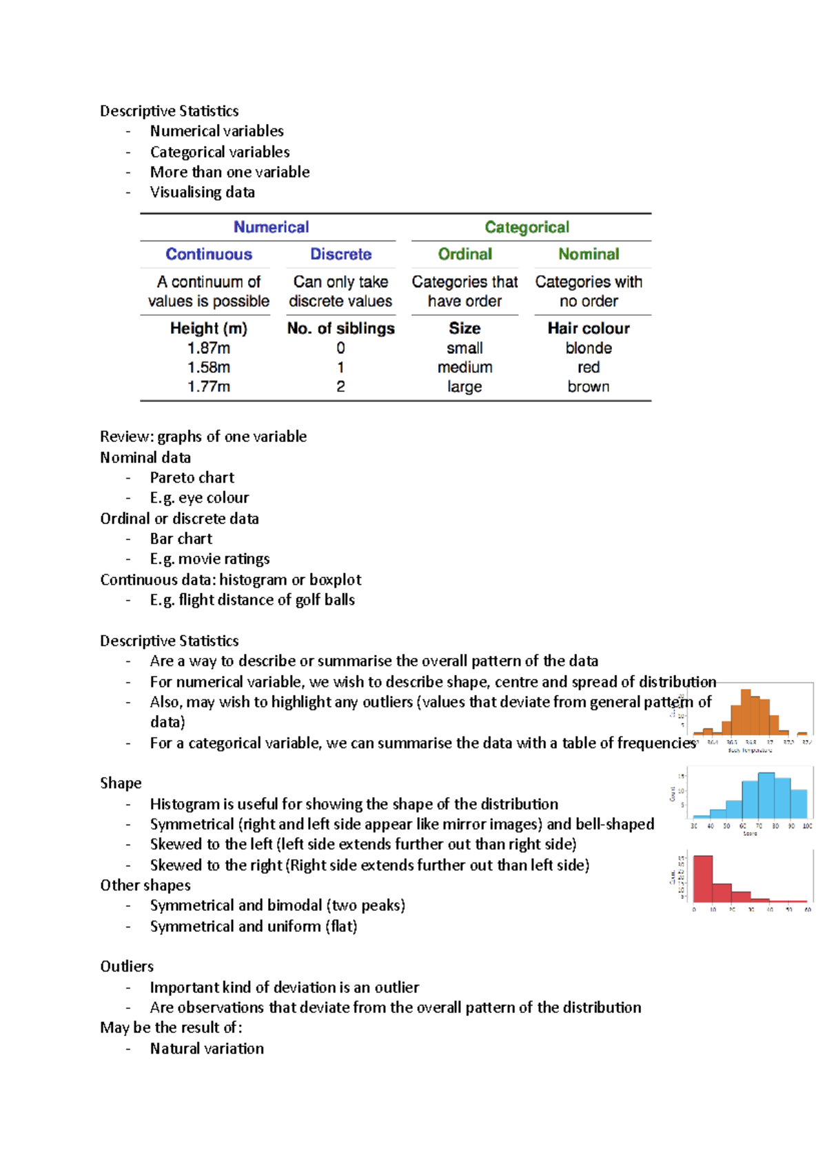 Descriptive Statistics - eye colour Ordinal or discrete data - Bar ...