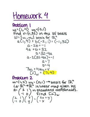 Linear Algebra Homework 1 - Homework I ####### 4 Let Abe the 3 4 Matrix ...