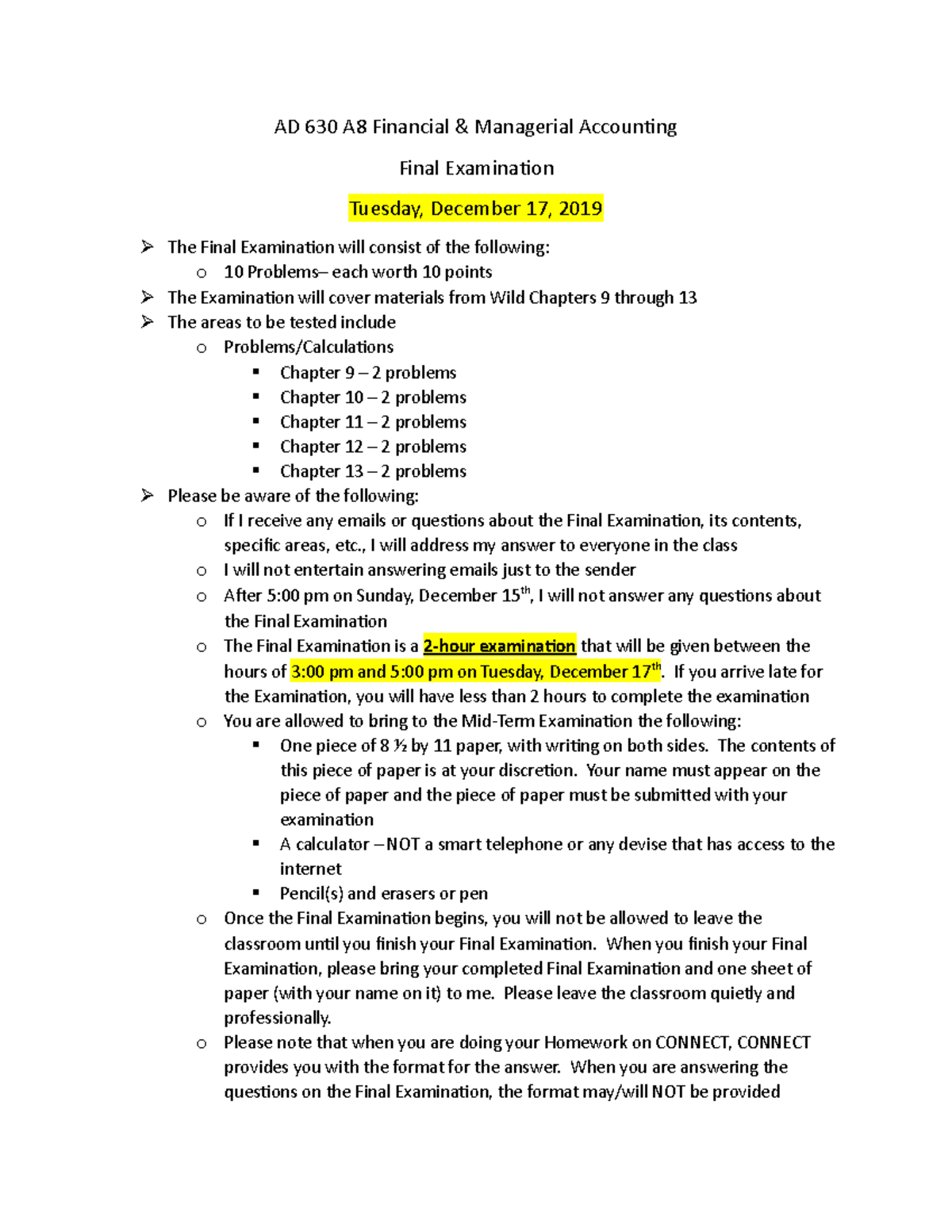 Final Examination - Thoughts - AD 630 A8 Financial & Managerial ...