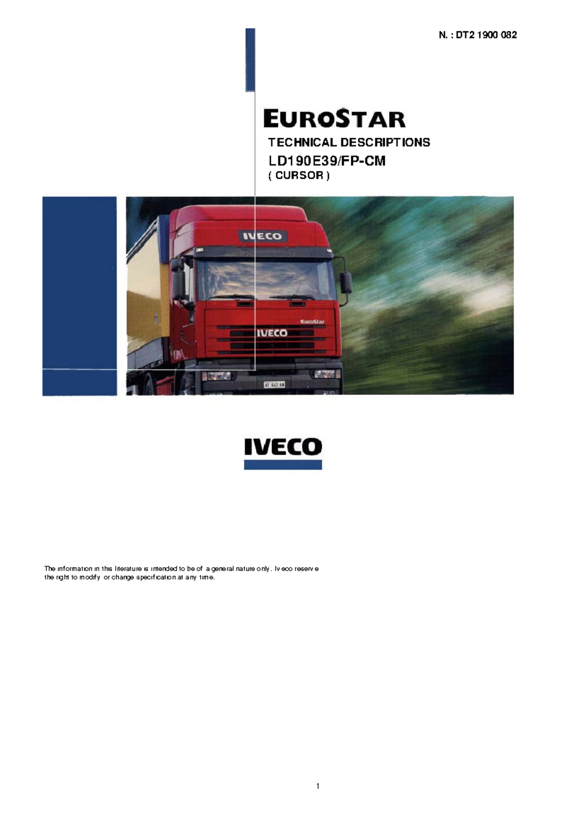 2000 iveco eurostar ld190e39 fp cm technical descriptions - LD190E39/FP ...