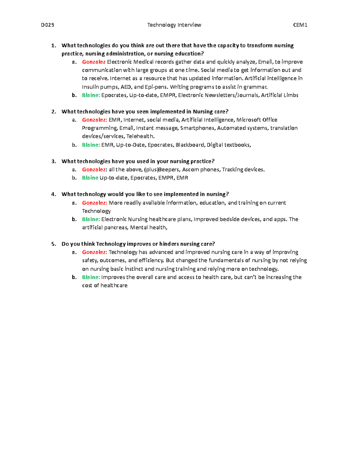 D029 CEM1 Technology interview Phase 1 - D029 Technology Interview CEM ...