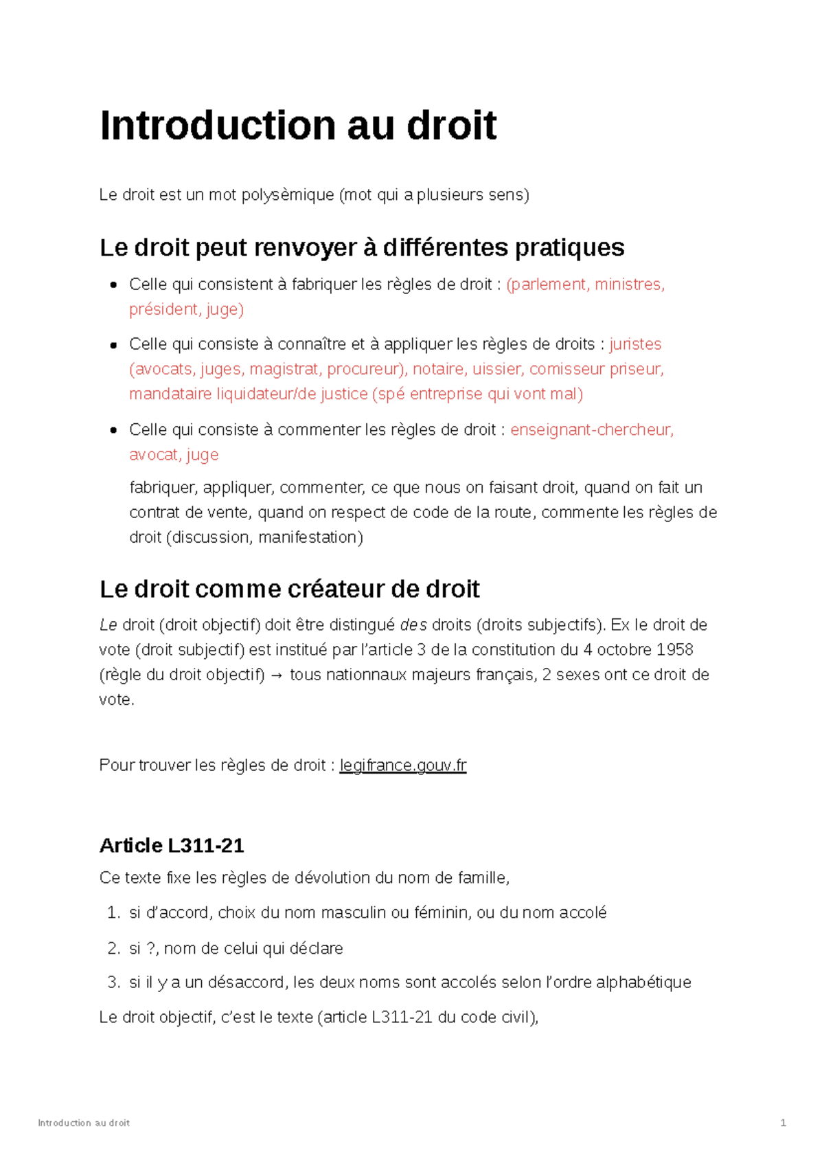 Introduction au droit semestre 1 - Introduction au droit 1 Introduction au droit Le droit est un ...