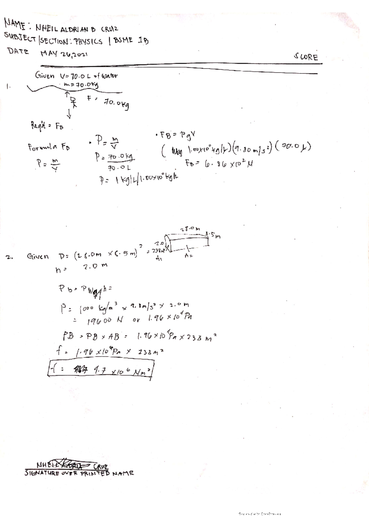 Sa physics QUIZ5 PHY1ME1B - Mechanical Engineering Project Study - PangSU - Studocu