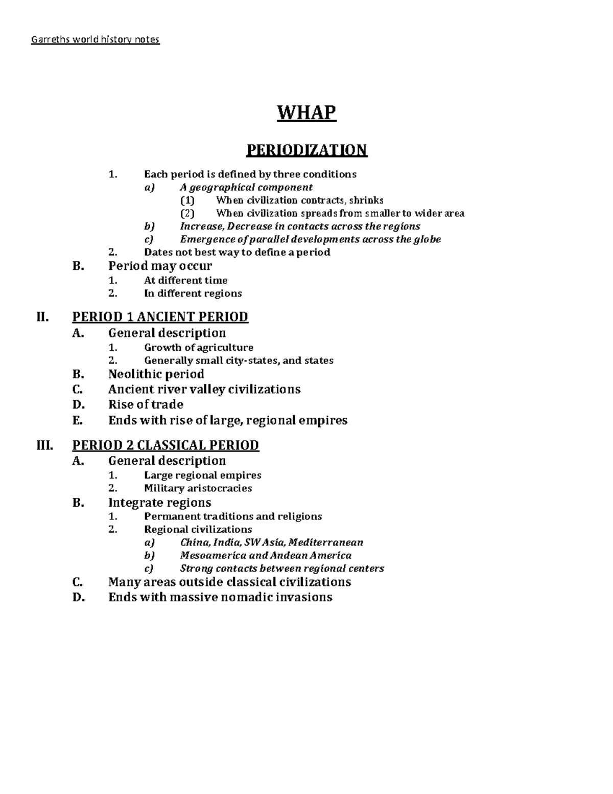internet workings - Garreths world history notes WHAP PERIODIZATION 1 ...