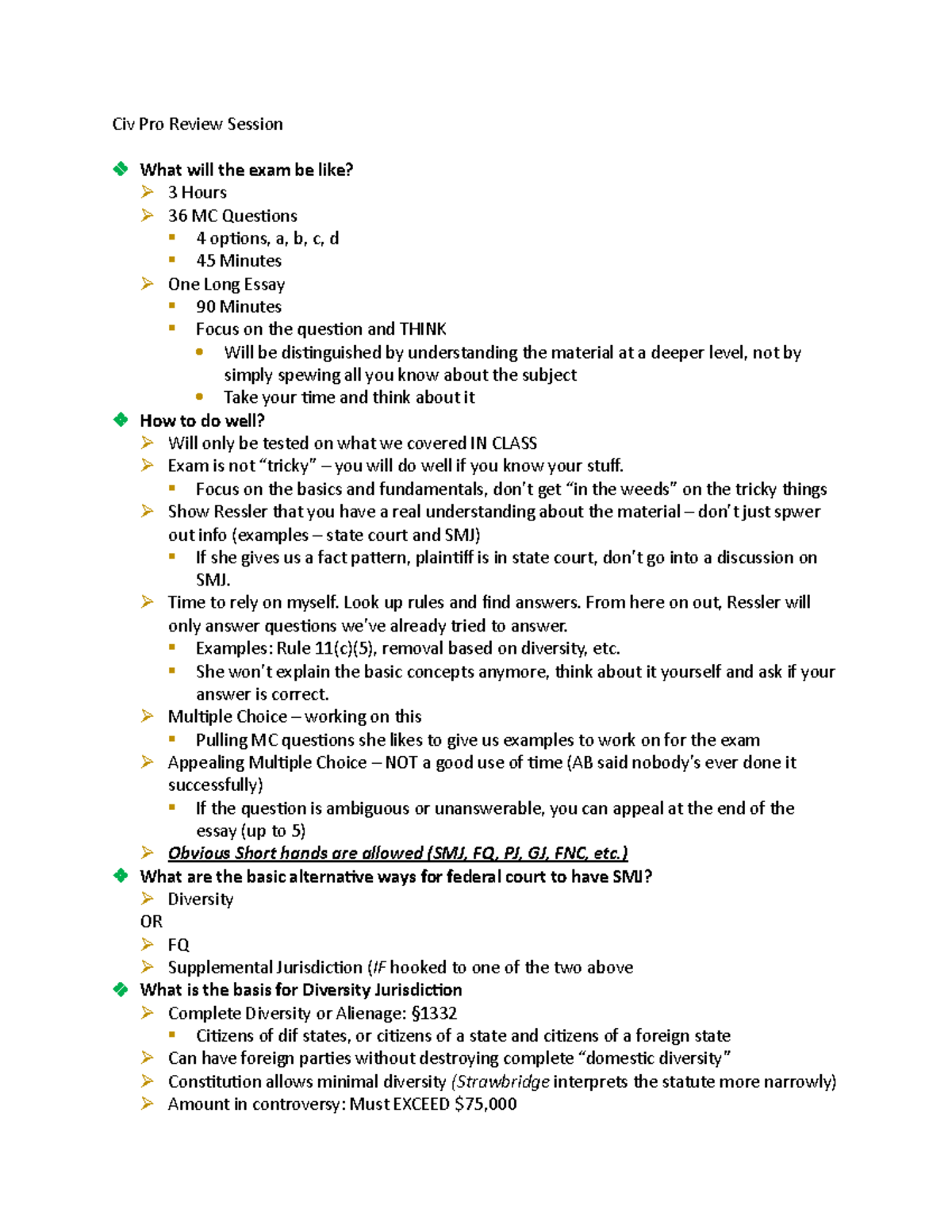 Civ Pro Review Session - Focus on the basics and fundamentals, don’t ...