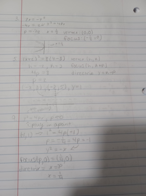 Math notes #2 - finding verticies and foci of differnt graphed shapes ...