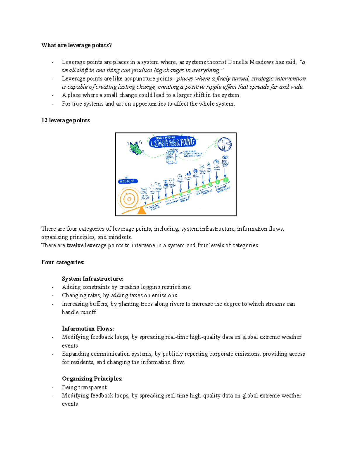 Leverage Points - What are leverage points? Leverage points are places ...