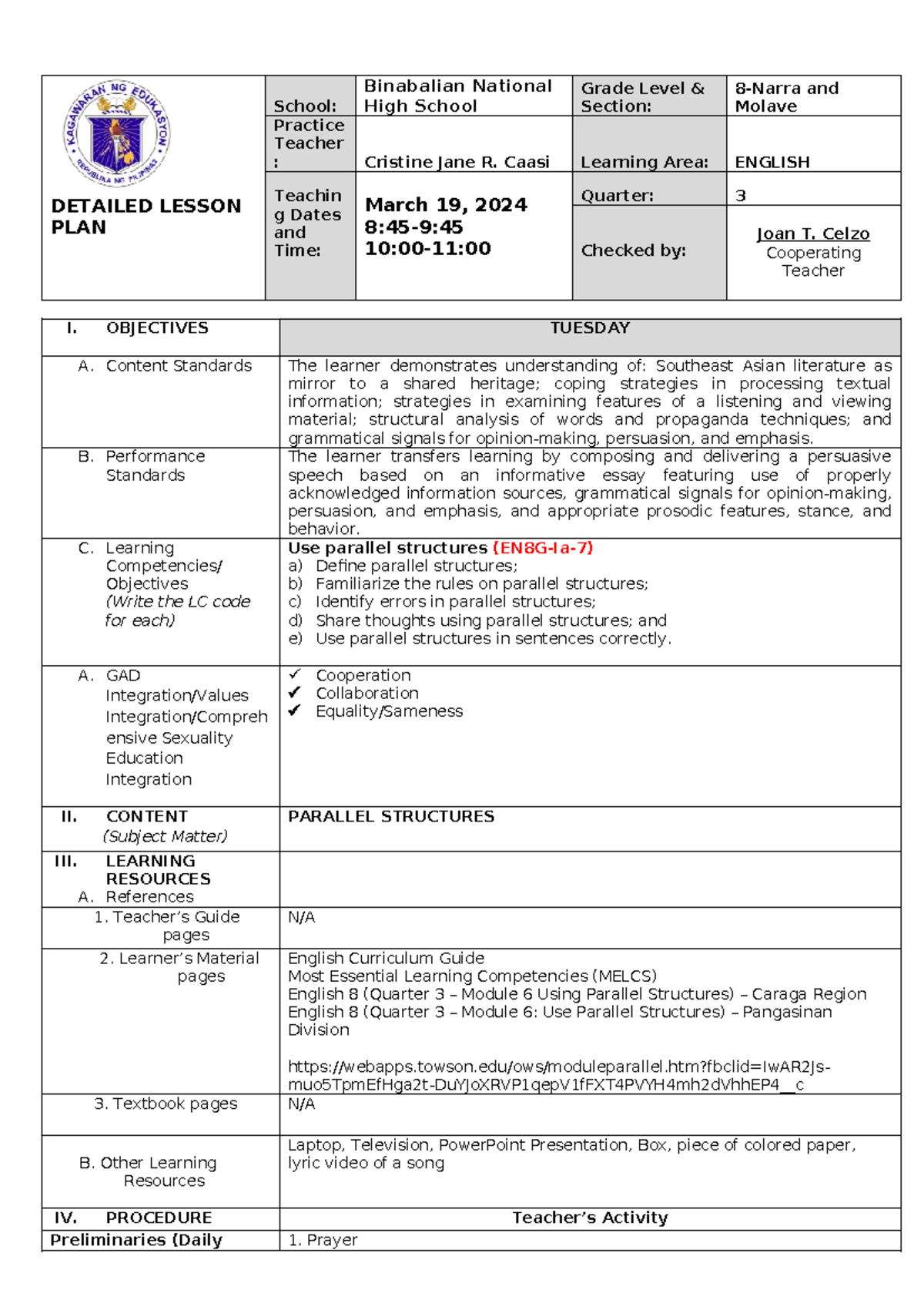 Caasi, Cristine Jane R. (DLP-5) - DETAILED LESSON PLAN School ...