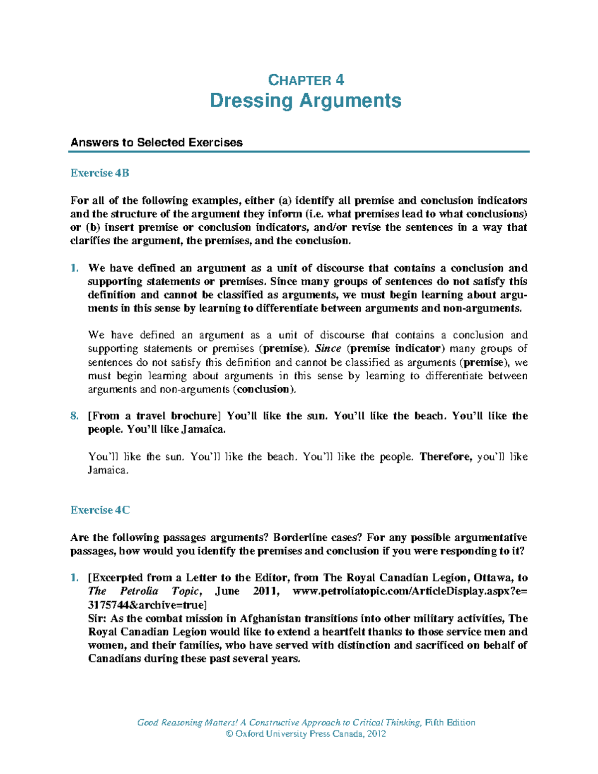 Chapter 4 SA - Good Reasoning Matters! A Constructive Approach to Critical Thinking, Fifth ...