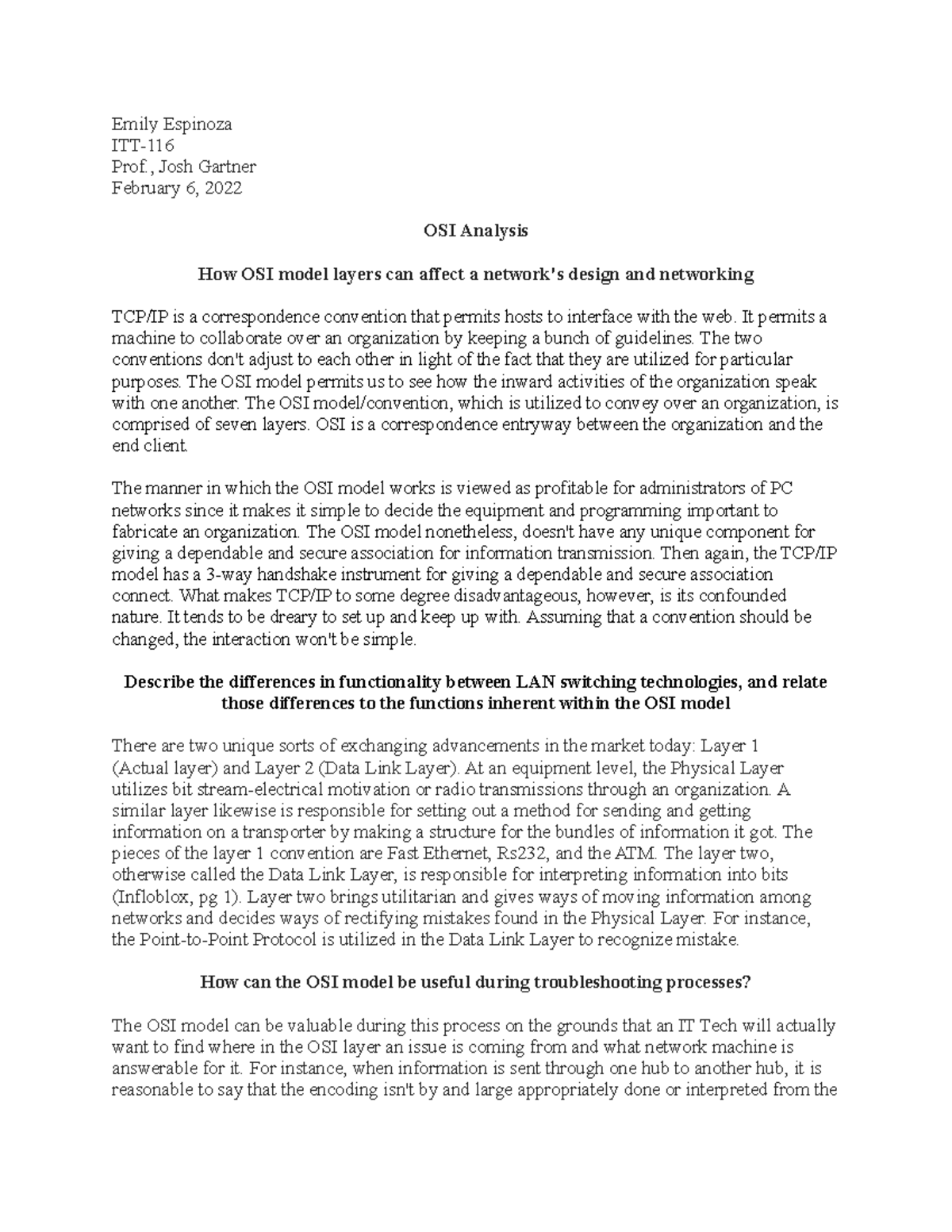 OSI Analysis Paper - Emily Espinoza ITT- Prof., Josh Gartner February 6 ...