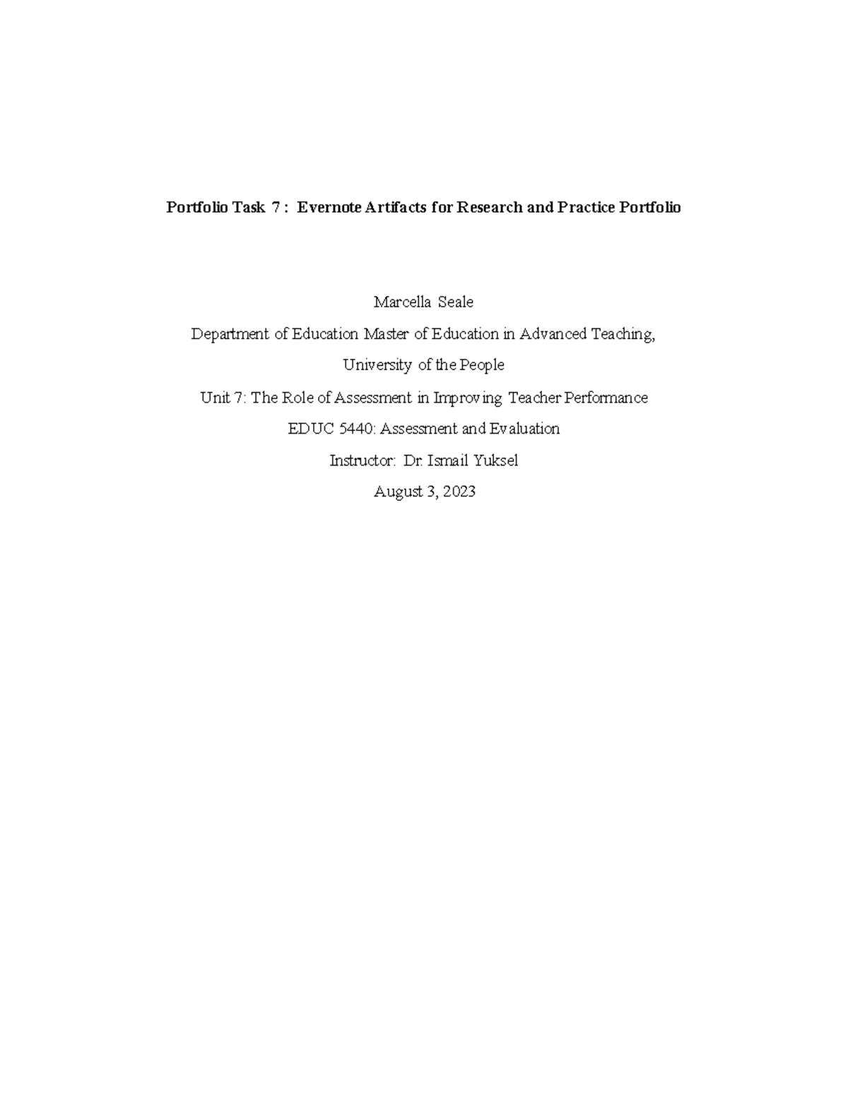 Portfolio Task for Unit 7 of EDUC 5440 - Portfolio Task 7 : Evernote ...