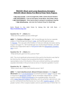 PAK 301 Current Paper Solved by - 1 PAK301_Solved current paper (Date ...