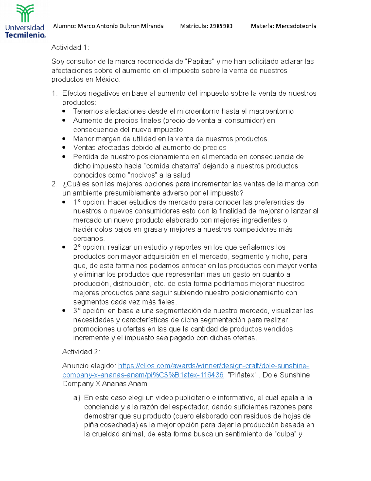Actividad 1 s1 Mercadotecnia - Alumno: Marco Antonio Buitron Miranda ...