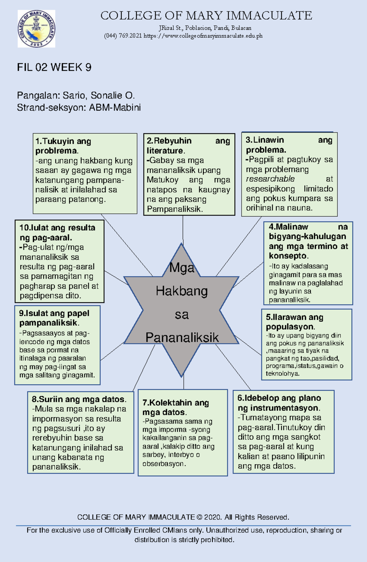 FIL O2-IA-W9-ABM- Mabini- Sario Sonalie - COLLEGE OF MARY IMMACULATE ...