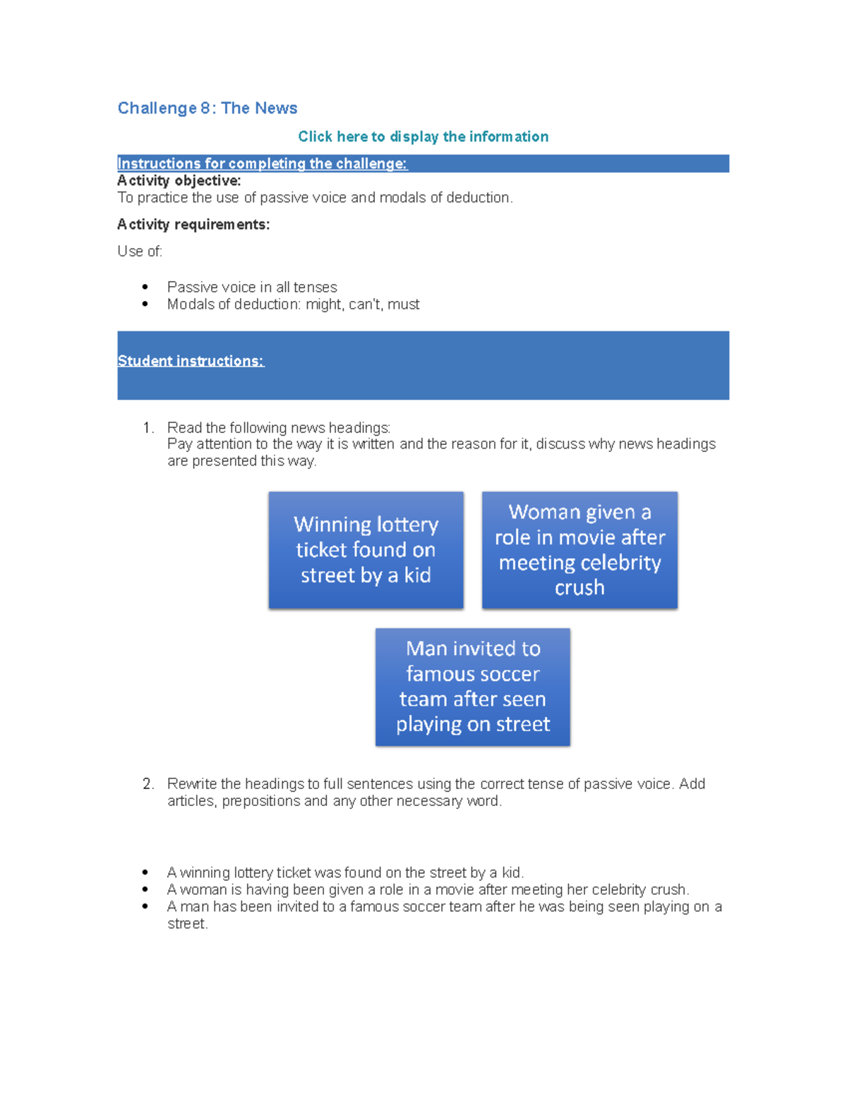 Activity 8 - Actividad 8 - Challenge 8: The News Click here to display ...