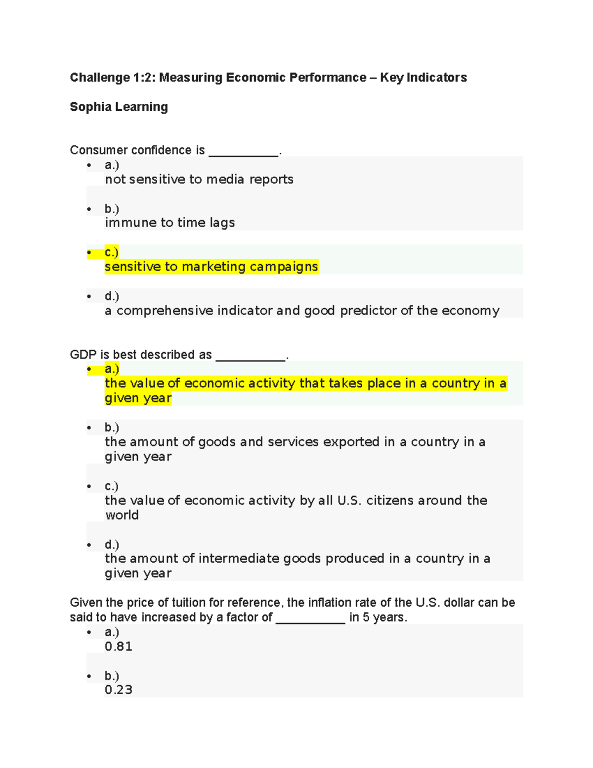 Challenge 1 2 Macro - Challenge 1:2: Measuring Economic Performance ...