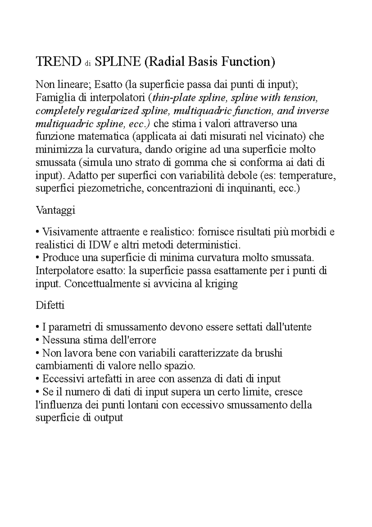 Trend di Spline (Radial Basis Function) - TREND di SPLINE (Radial Basis ...