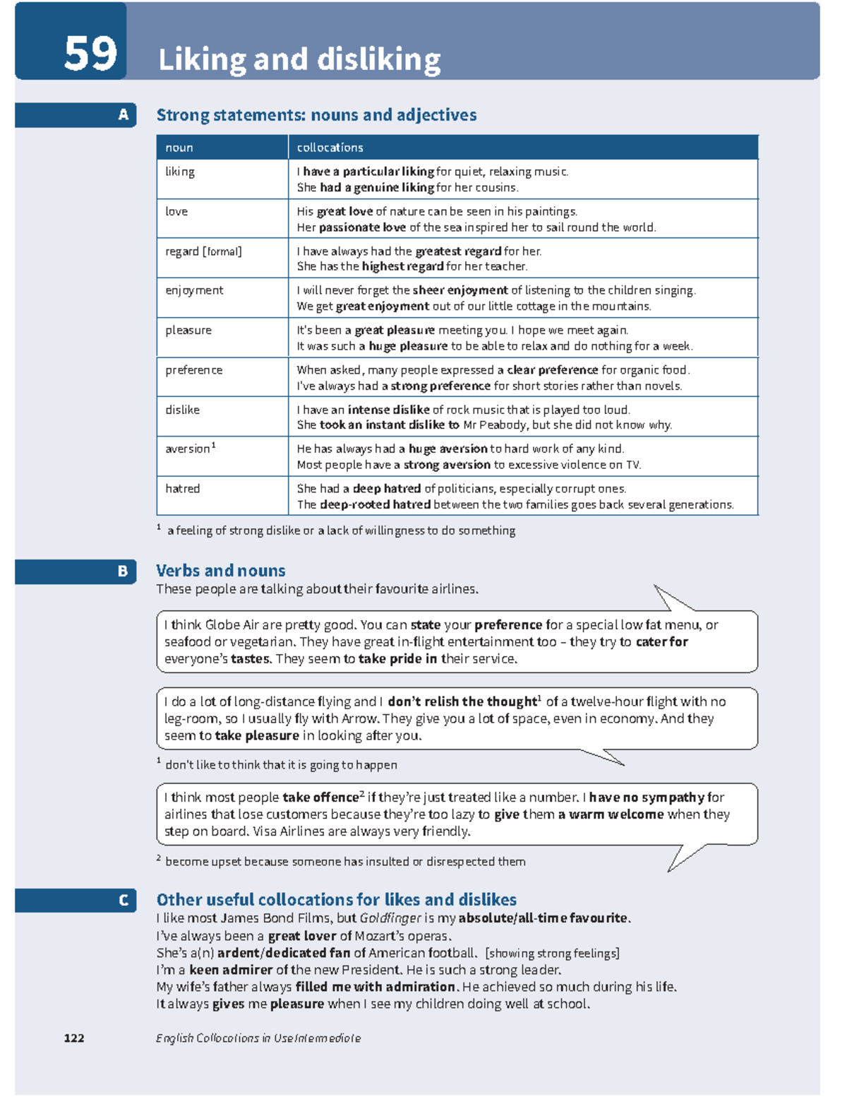 Like and dislike - 122 English Collocations in Use Intermediate A ...
