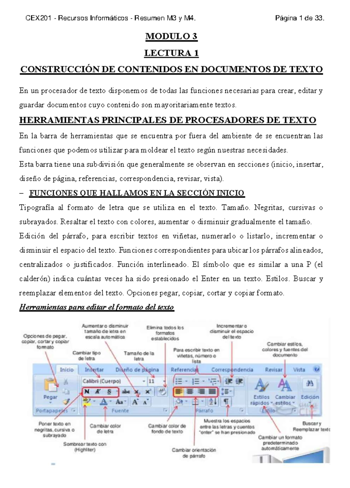CEX201 - Recursos Informáticos - Resumen M3 y M4 - MODULO 3 LECTURA 1 CONSTRUCCIÓN DE CONTENIDOS ...