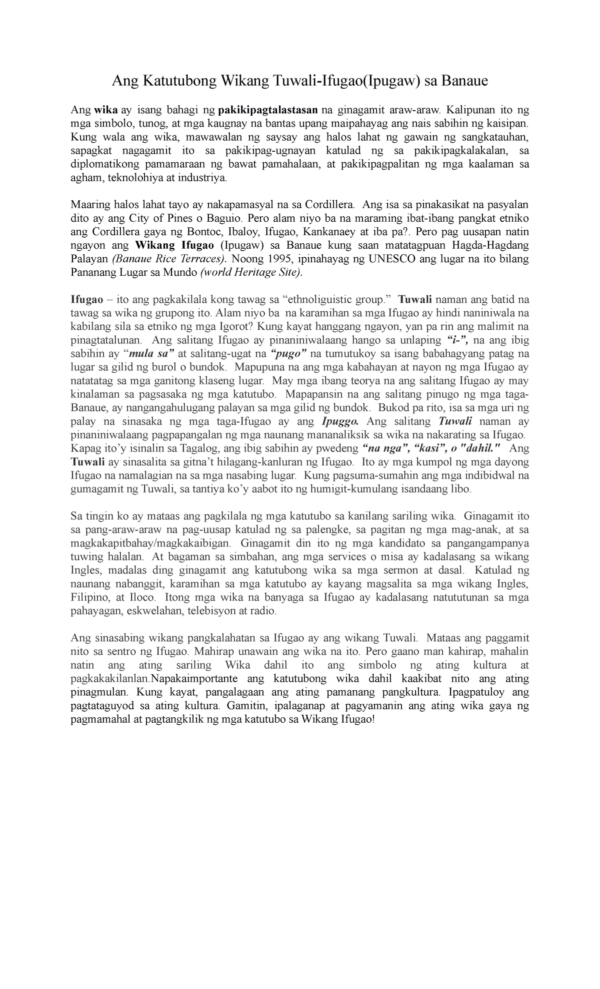 Saviour Ang Katutubong Wikang Tuwali - Ang Katutubong Wikang Tuwali ...